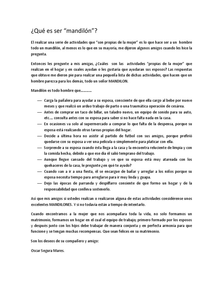 Qué Es Ser Mandilón | PDF