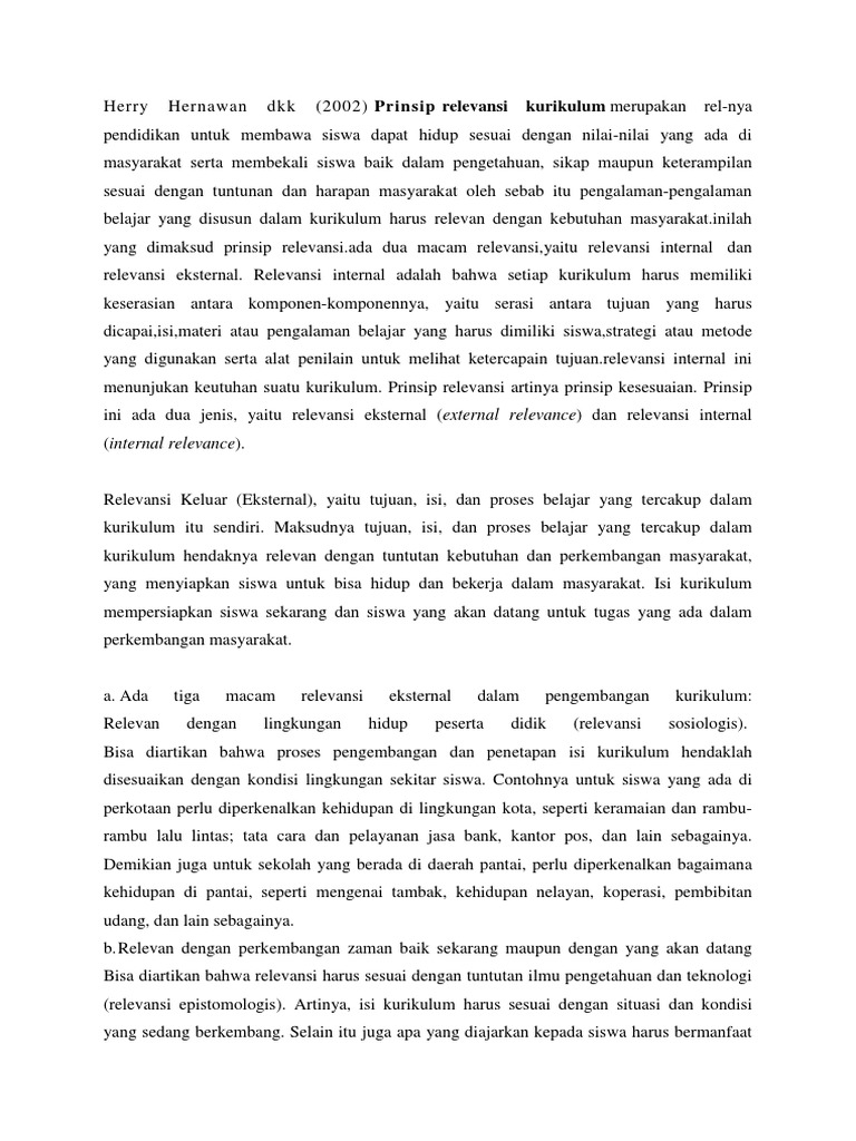 Relevansi Kurikulum | PDF
