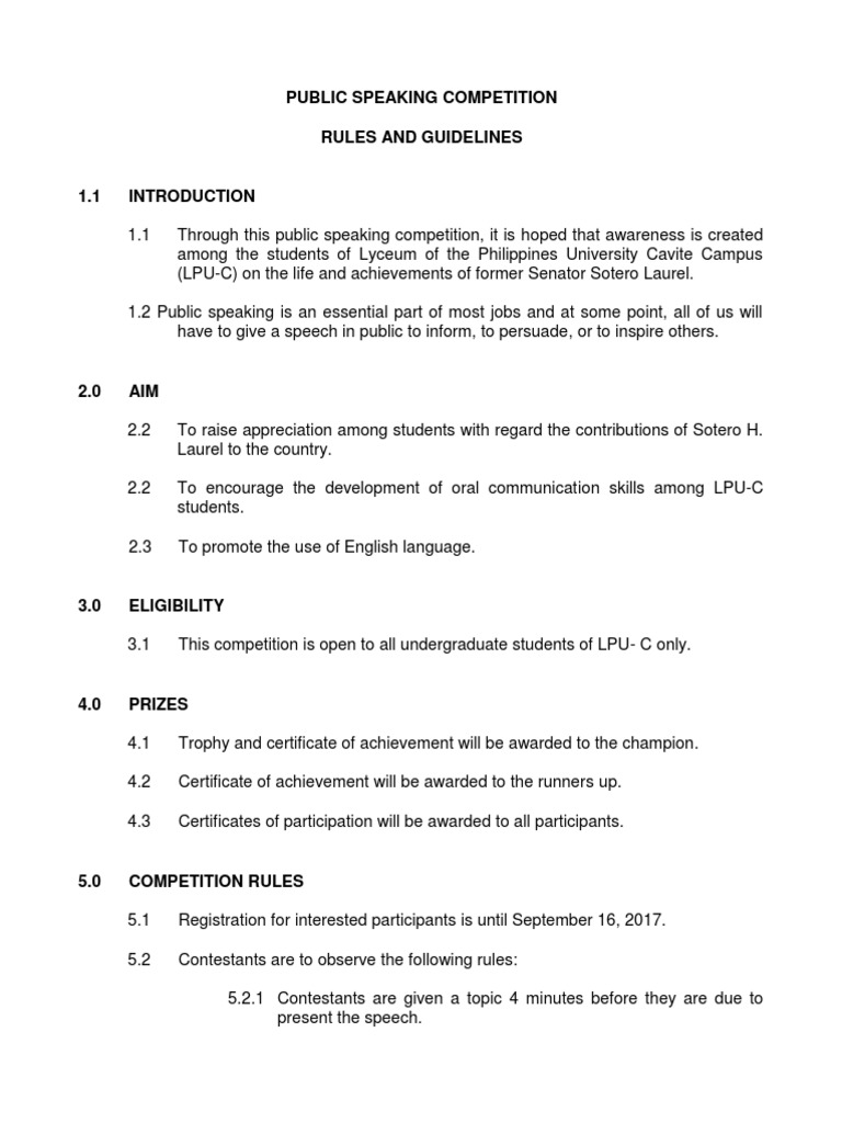 Impromptu Speech Guidelines | Public Speaking | Public Sphere