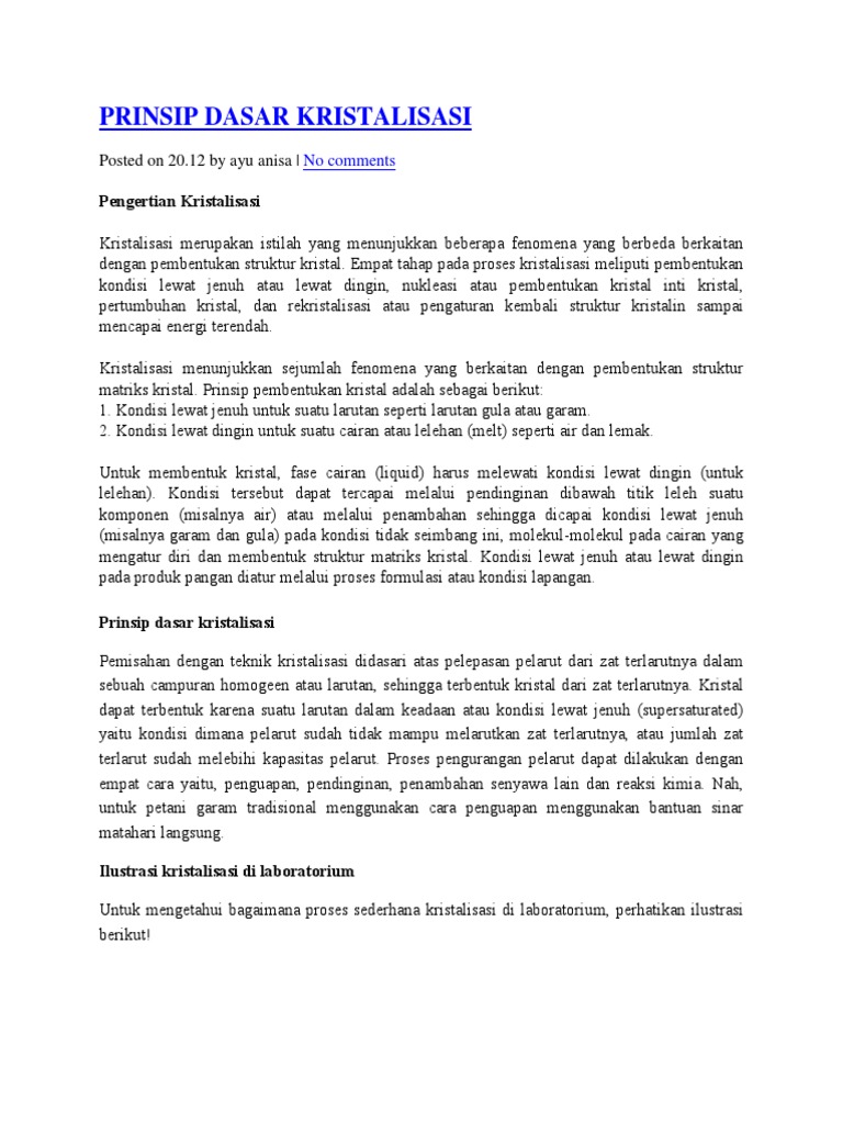 Prinsip Dasar Kristalisasi | PDF