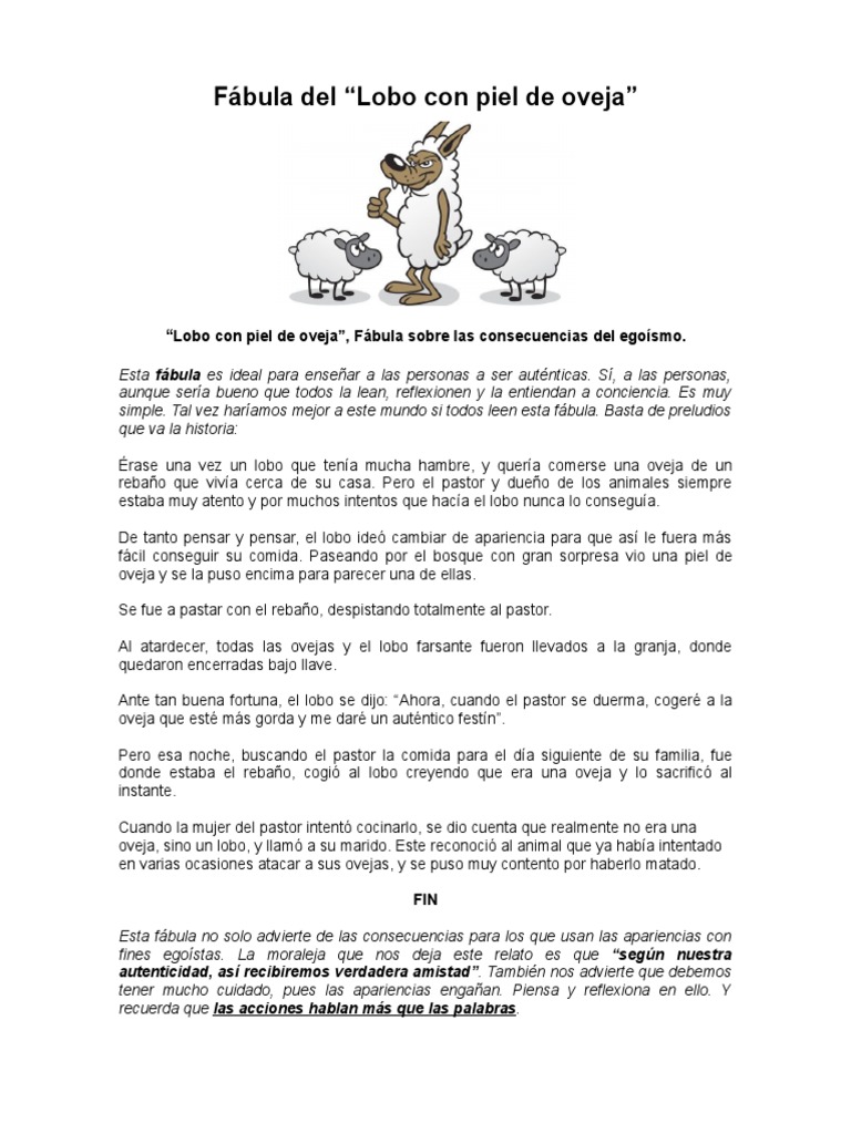 Fabula El Lobo | PDF | Oveja | Fábula