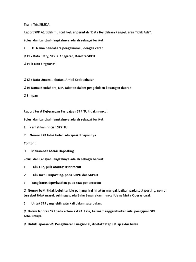 Tips N Trix SIMDA | PDF