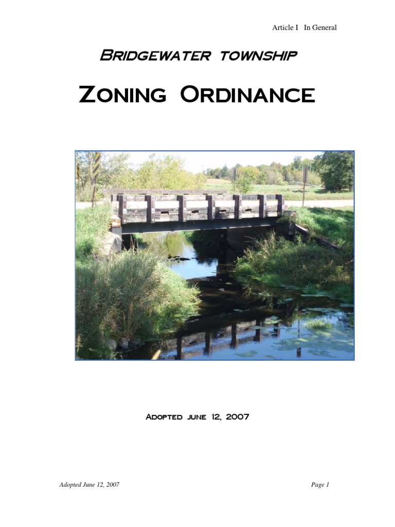 Bridgewater Township Zoning Ordinance | PDF | Floodplain | Flood