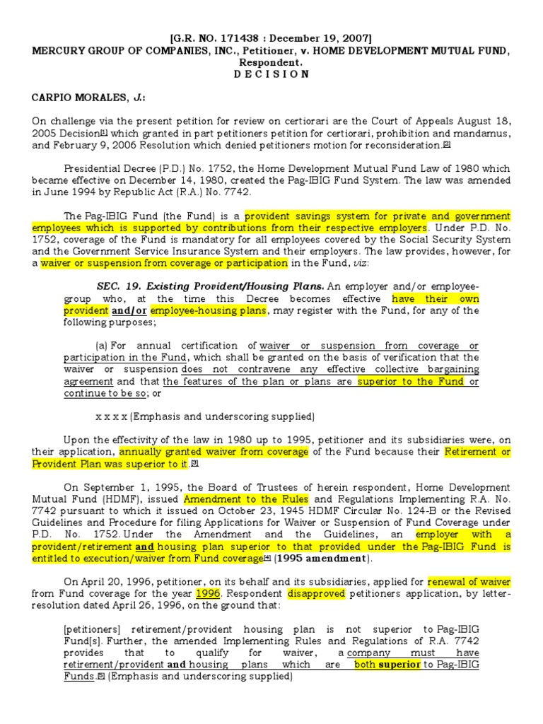 HDMF Case - 3. Mercury v. HDMF - Case | PDF | Certiorari | Law Of The Case