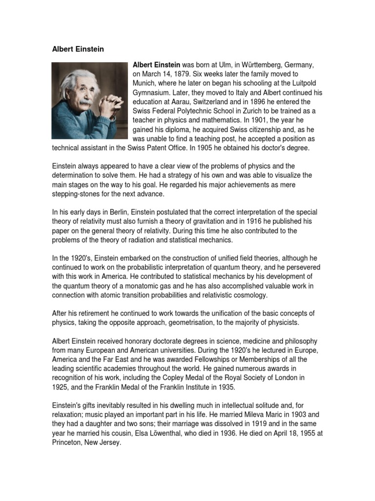 Albert Einstein Biografia en Ingles | Albert Einstein | Epistemology Of Science