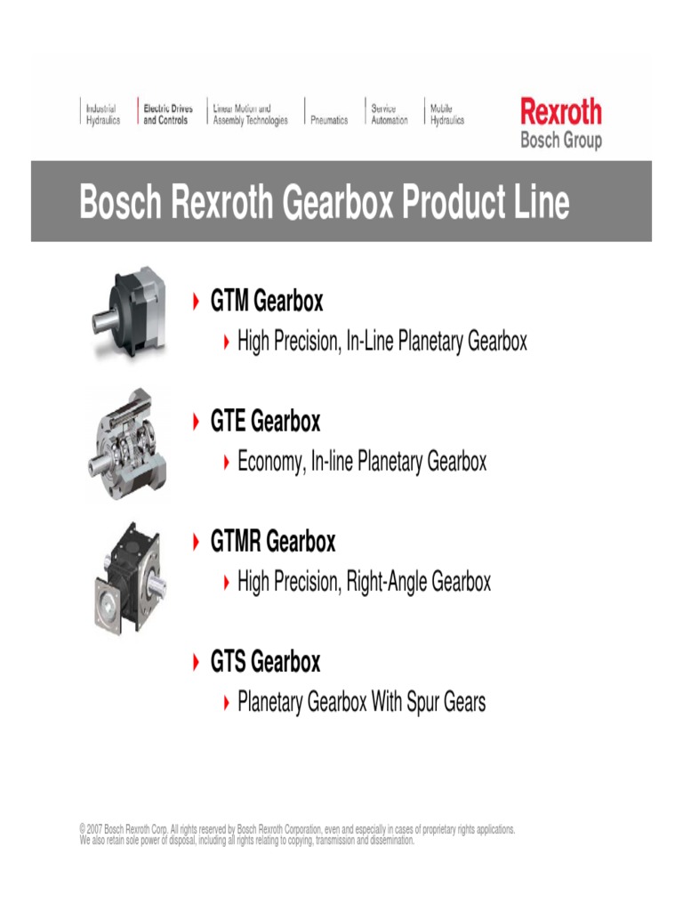 Bosch Rexroth Gearbox Product Line | PDF | Transmission (Mechanics ...