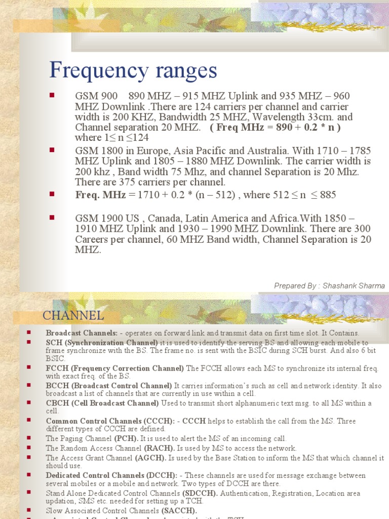 Frequency Ranges: Freq. MHZ 1710 + 0.2 (N - 512), Where 512 N 885 | PDF ...