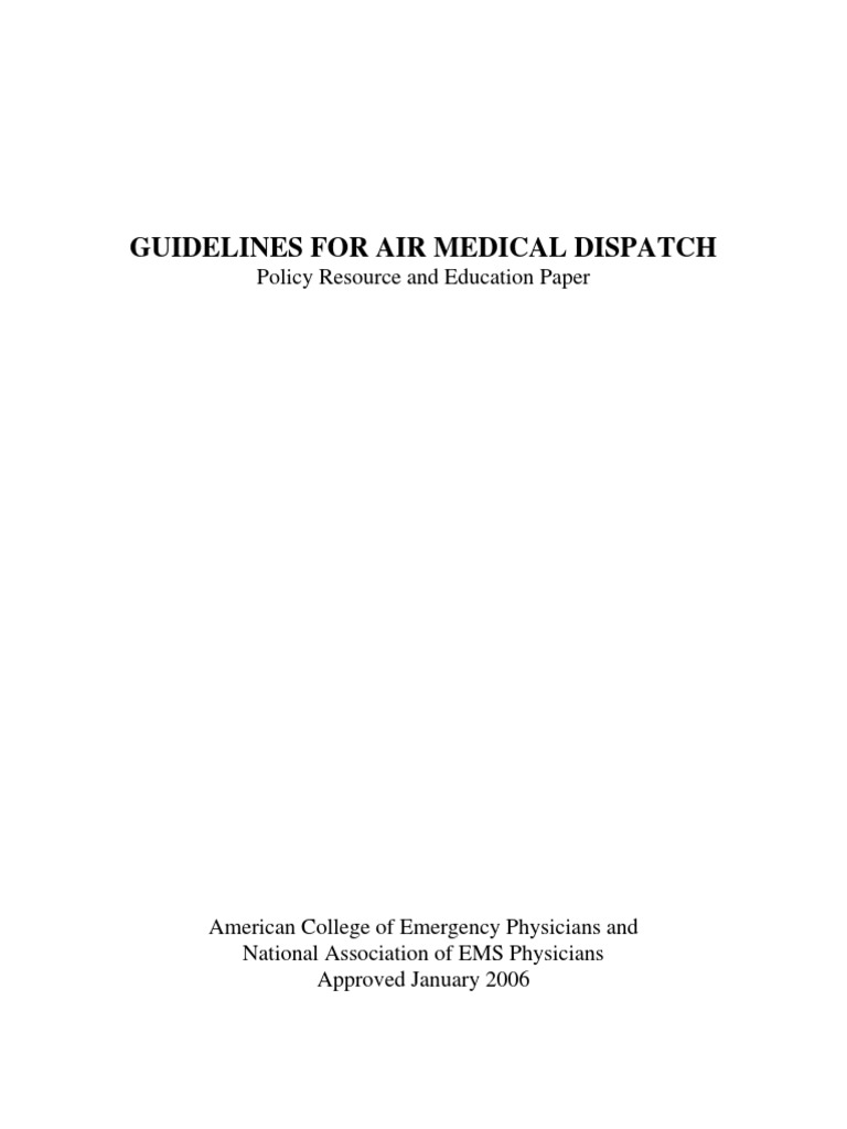 Guidelines For Air Medical Dispatch Pdf Pdf Emergency Medical