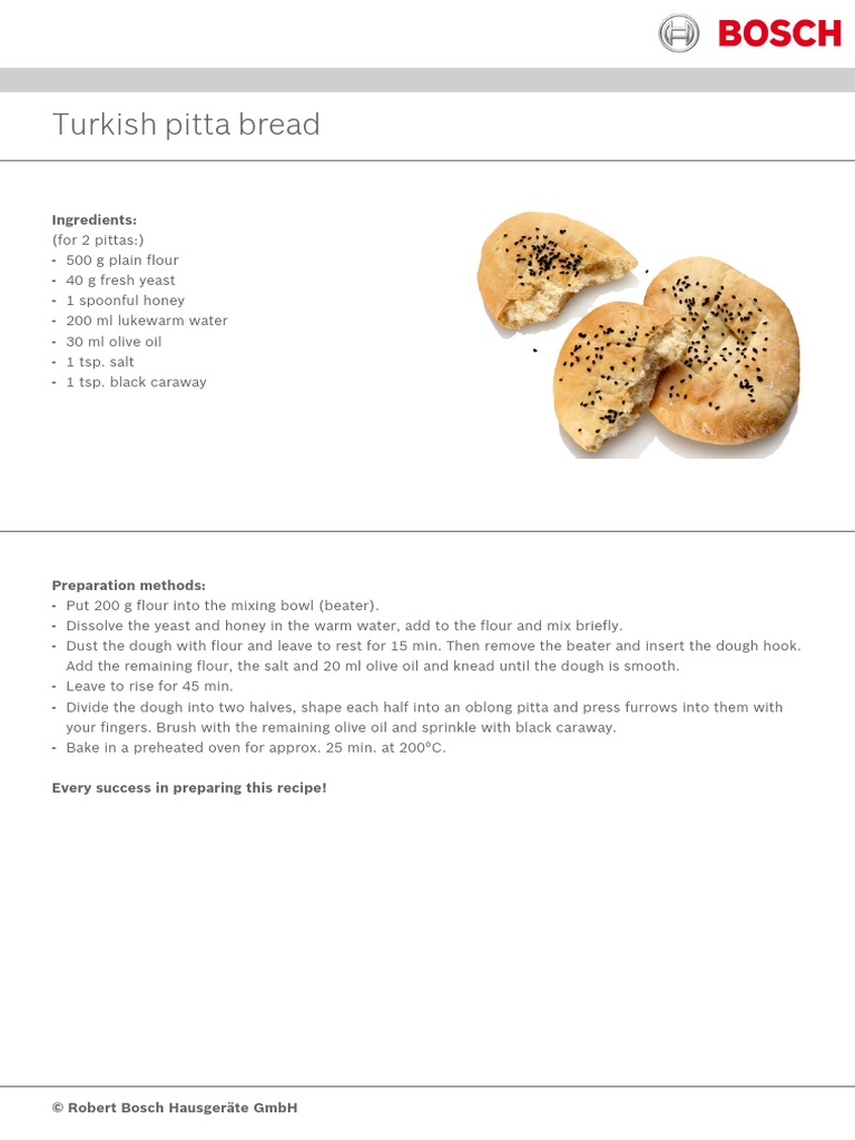 Turkish Pitta Bread: Ingredients | PDF