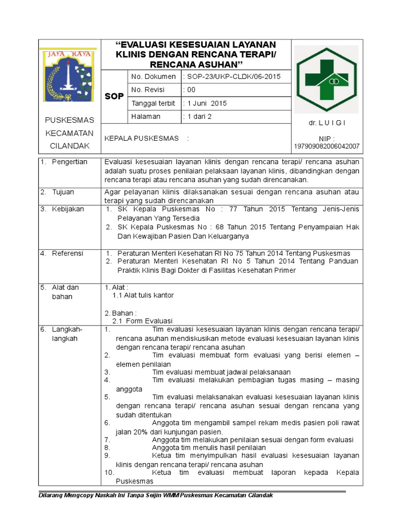 7.4.1 EP 3 Evaluasi Kesesuaian Layanan Klinis Dengan Rencana Terapi or Rencana Asuhan (OK) | PDF