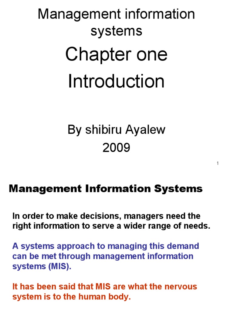 Management Information Systems: Chapter One | PDF | Management ...