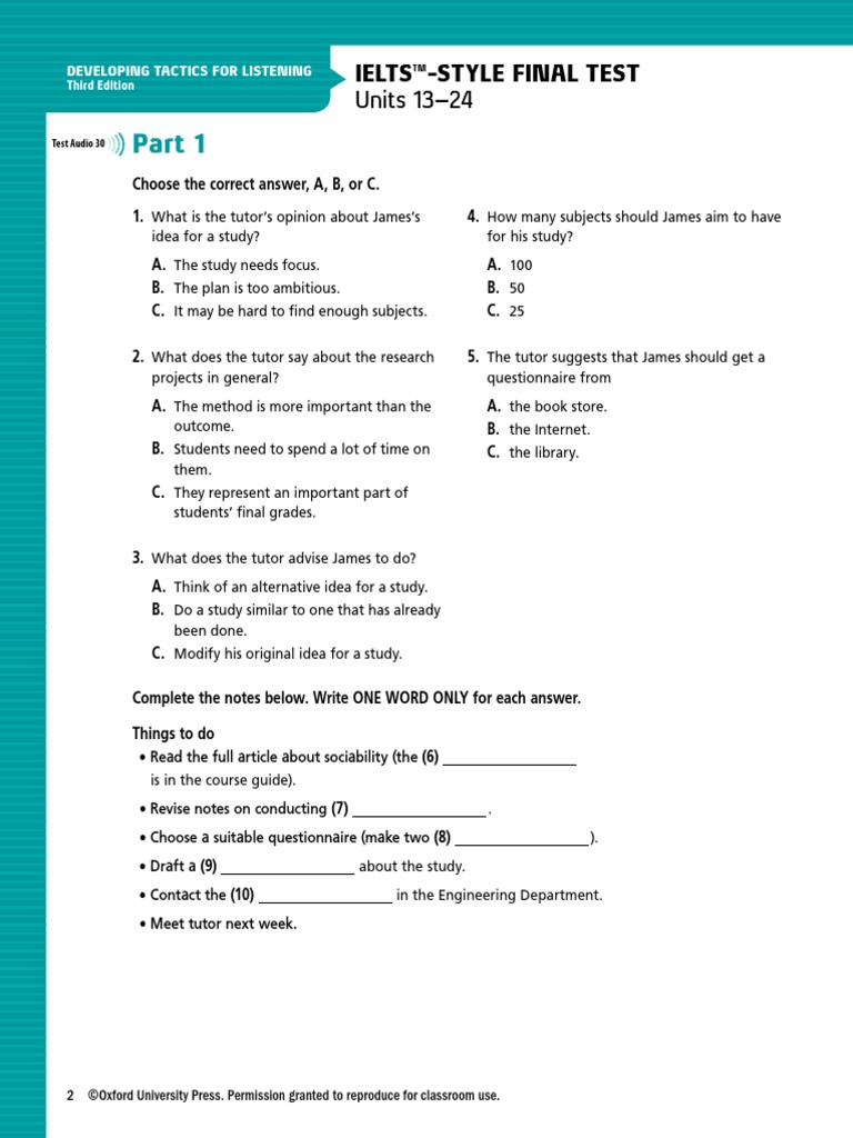 TFL Test Developing IELTS Final | PDF | International English Language ...