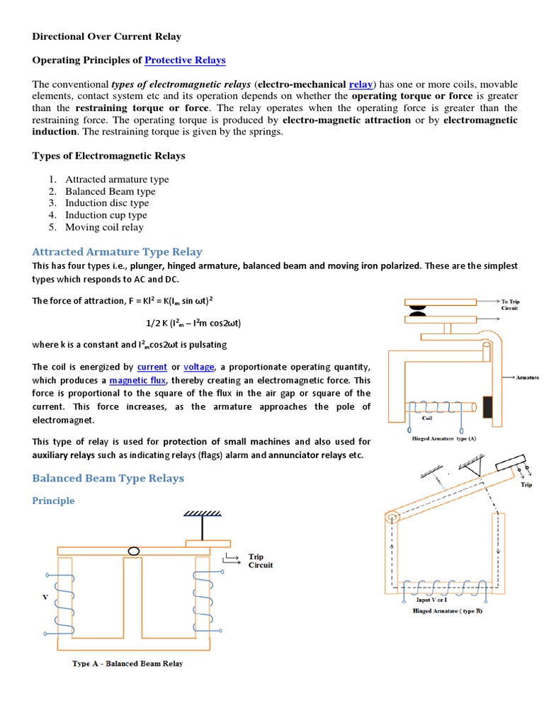 Directional Over Current Relay | PDF | Relay | Electromagnetic Induction