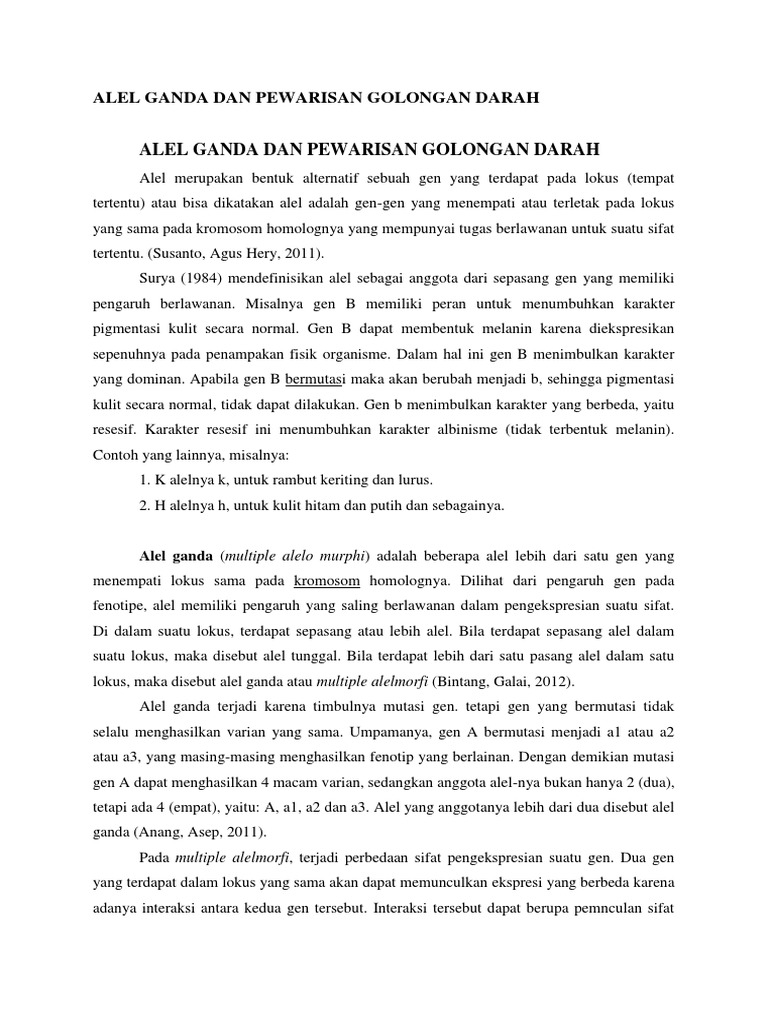 Alel Ganda Dan Pewarisan Golongan Darah | PDF