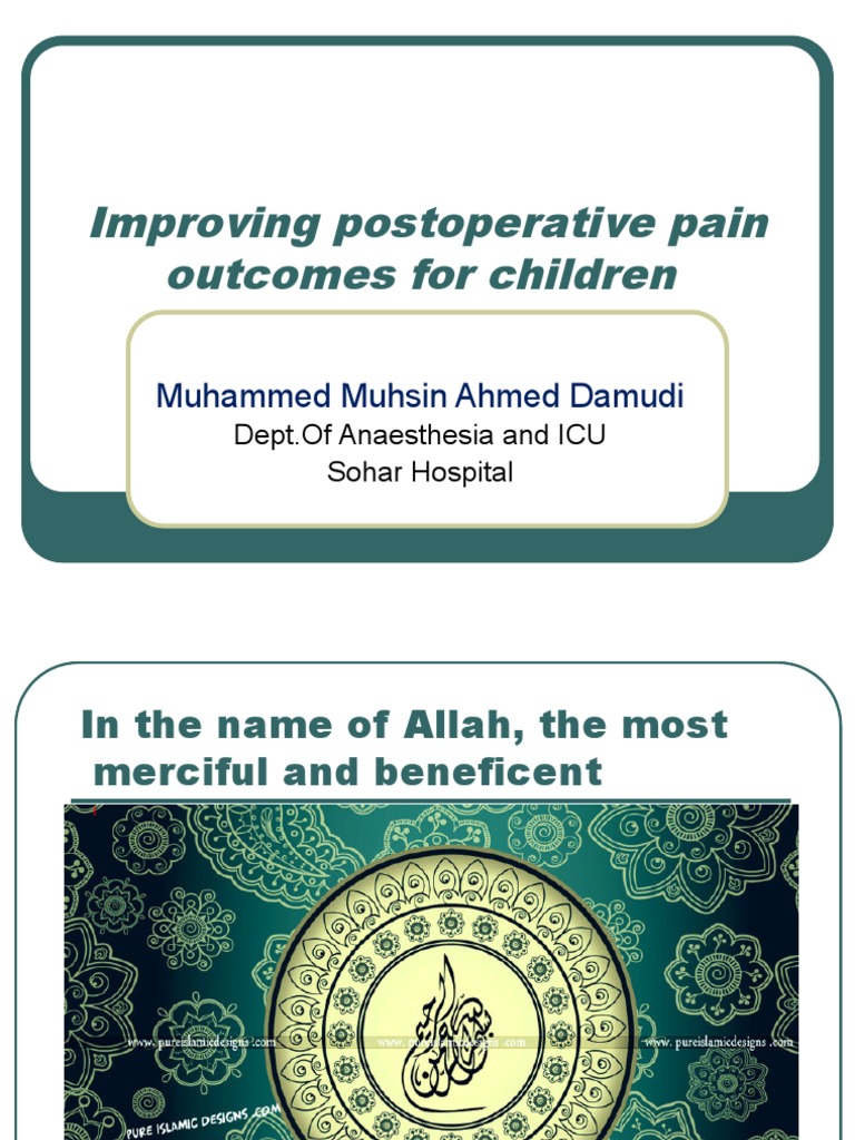 Pediatric Postoperative Pain Management | PDF | Analgesic ...