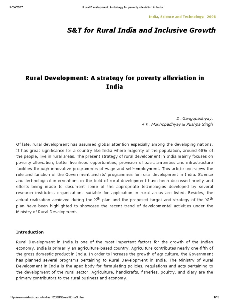 Rural Development_ a Strategy for Poverty Alleviation in India ...