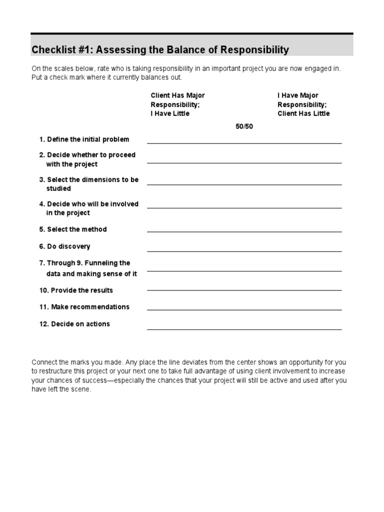 Checklist1 - Assessing The Balance of Responsibility | PDF