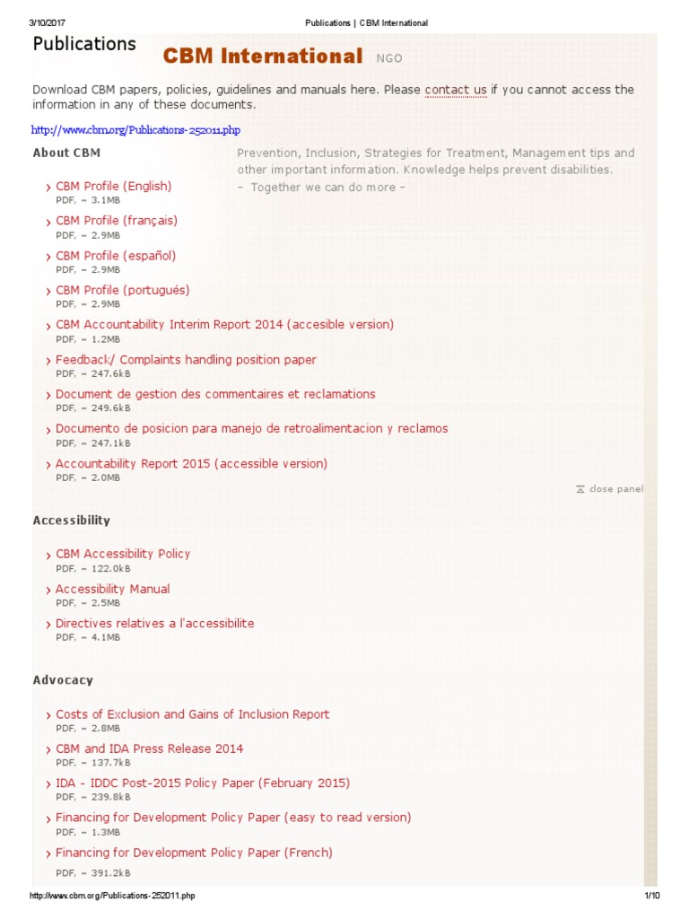 CBM Publications Guide for Disability Resources | PDF