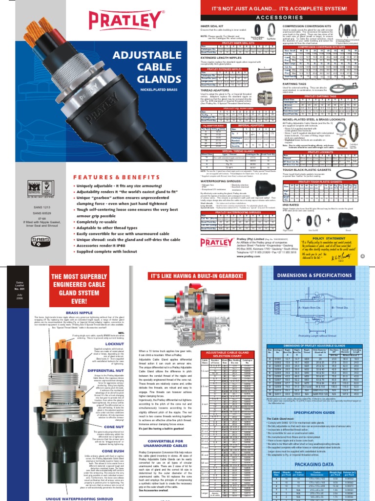 Pratley Adjustable Gland Leaflet | PDF | Nut (Hardware) | Mechanical ...