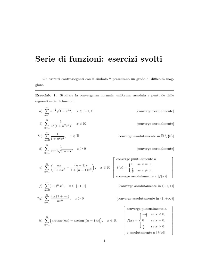Esercizi Svolti Serie Di Funzioni | PDF