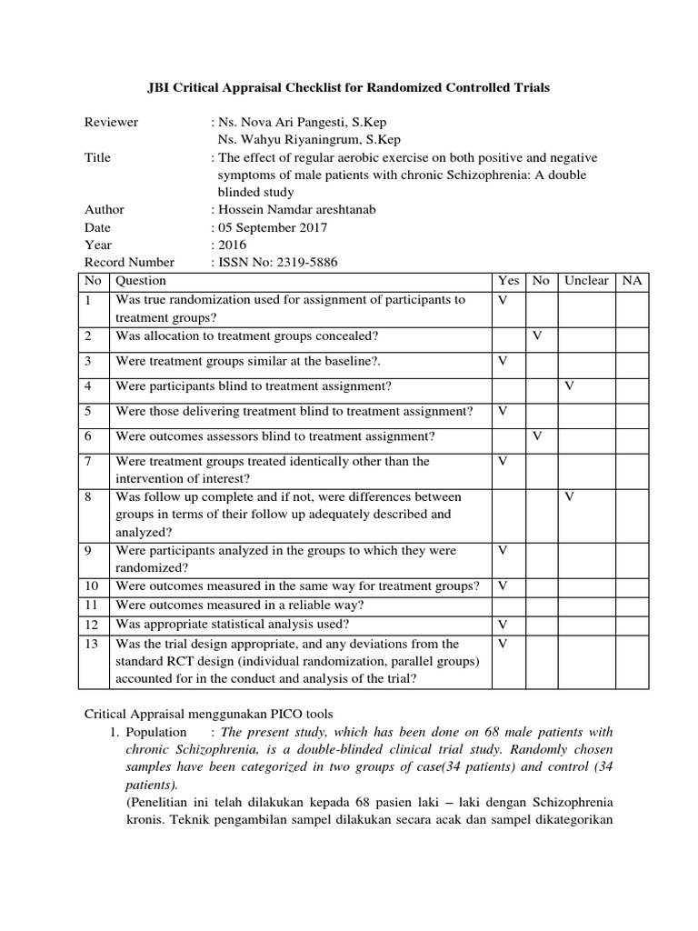 JBI Critical Appraisal Bu Nova Dan Bu Wahyu (Edit 8sept) | PDF ...