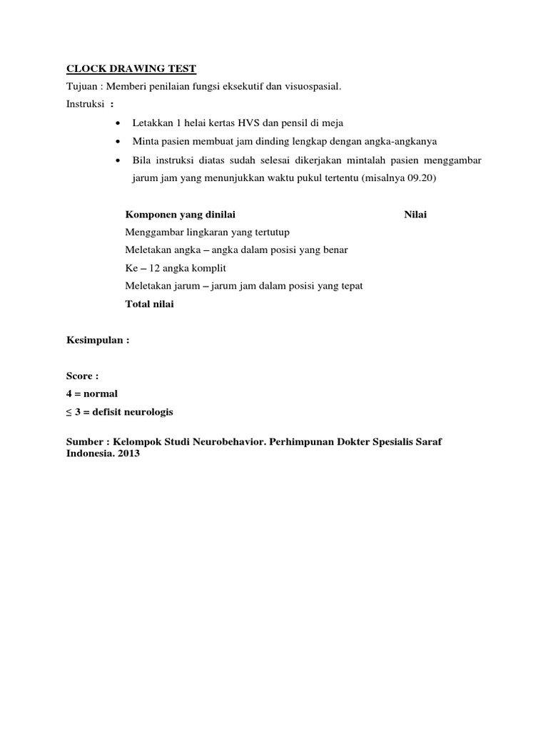 Clock Drawing Test | PDF