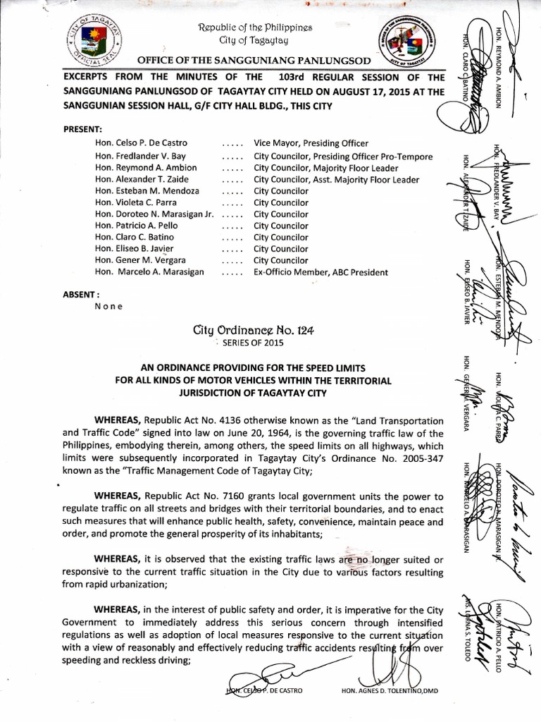Tagaytay | PDF | Speed Limit | Traffic