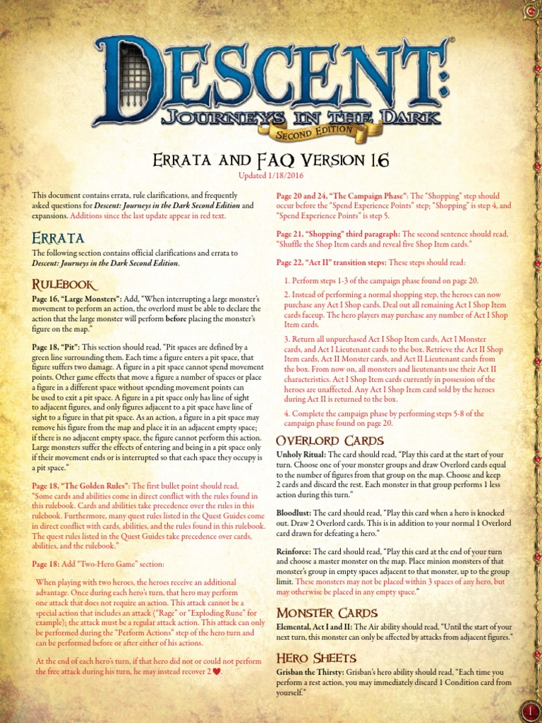 Descent Second Edition Faq v16 | PDF | Leisure