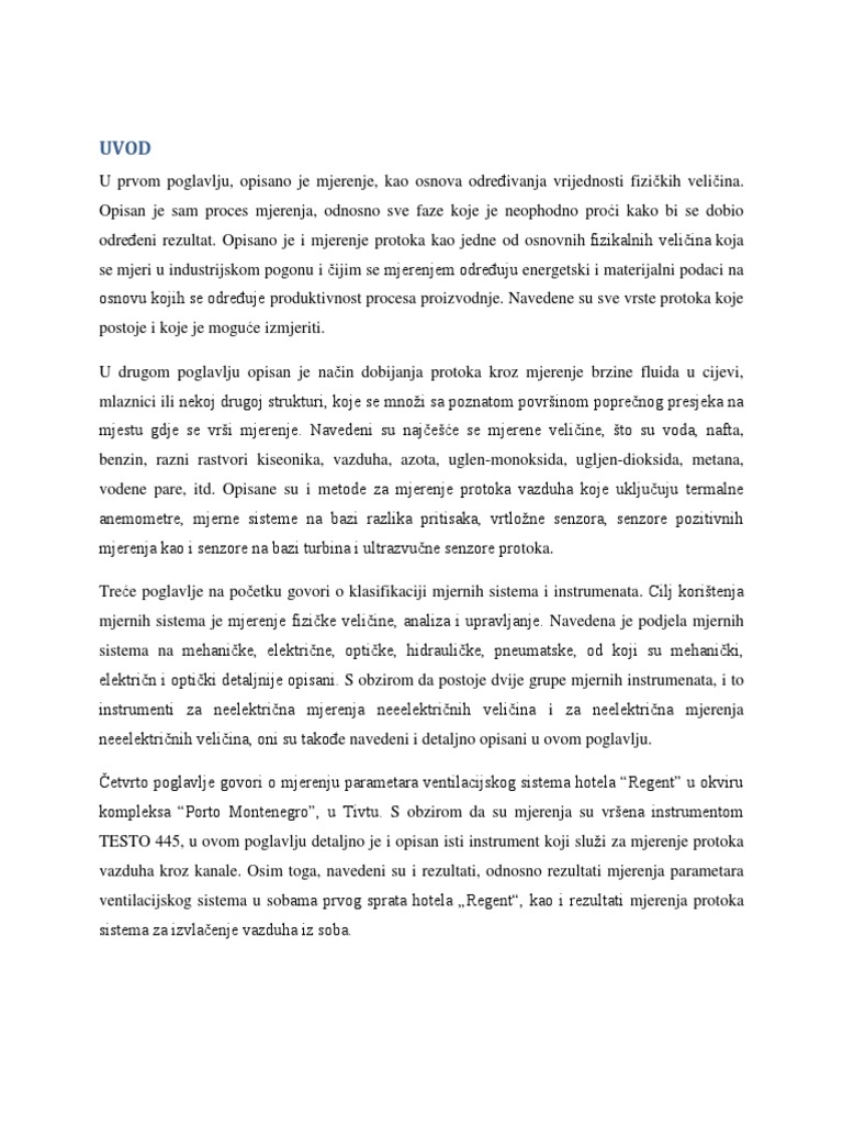 Mjerenja - Mjerenje Protoka Vazduha U Instalacijama Za Klimatizaciju I Ventilaciju | PDF