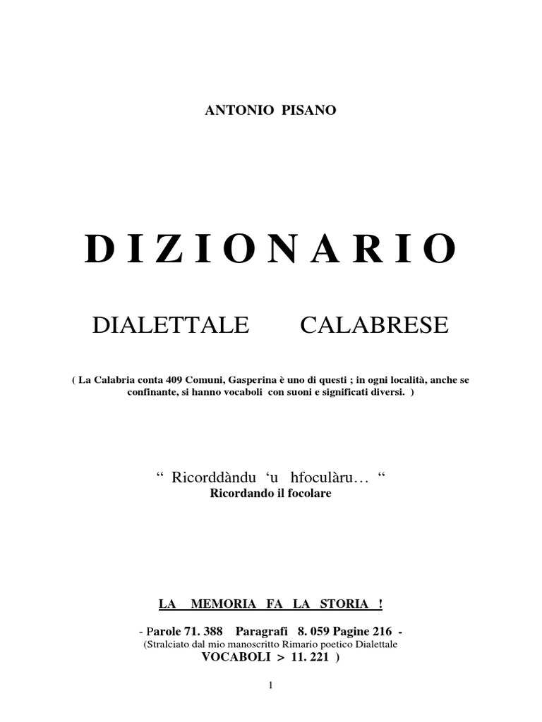 Dizionario Calabrese PDF | PDF