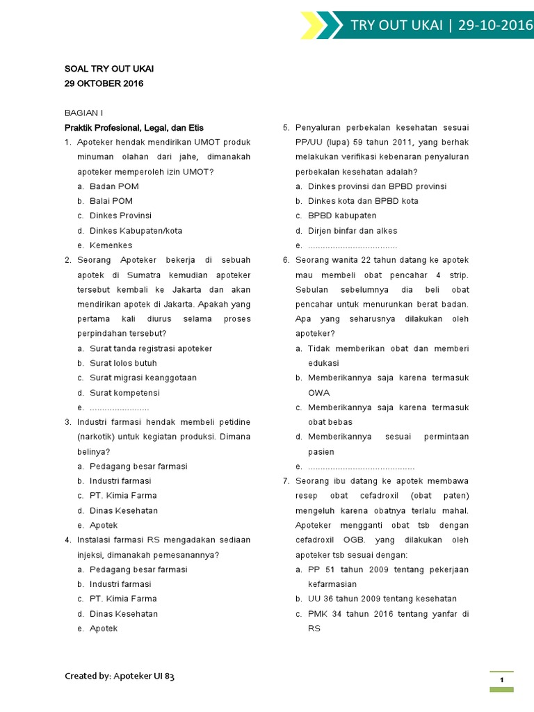 Try Out UKAI - 291016 PDF | PDF