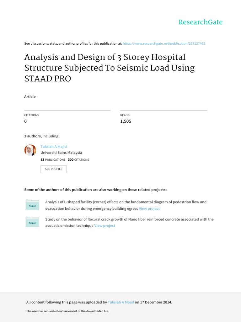 Analysis and Design of 3 Storey Hospital Structure | PDF | Bending ...