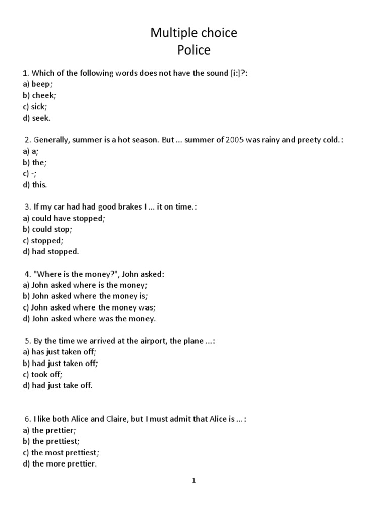 Multiple Choice Police | PDF