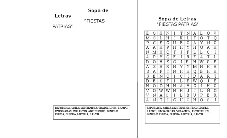 Sopa de Letras Fiestas Patrias | PDF