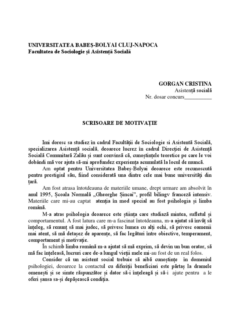 Scrisoare Motivatie | PDF