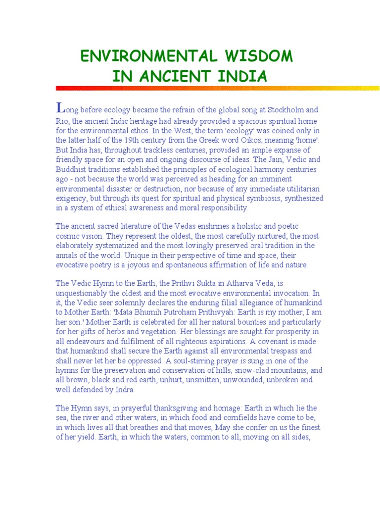 Environmental Wisdom | PDF | Ahimsa | Vedas