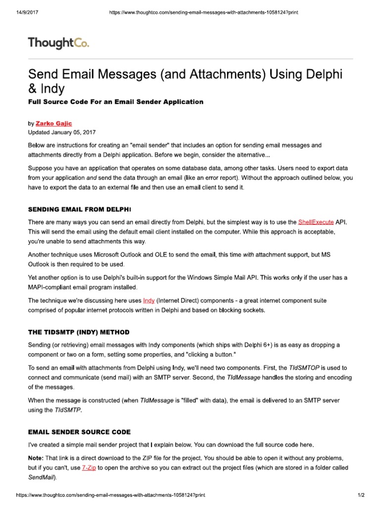 Send Email With Attachment Delphi Indy PDF | PDF