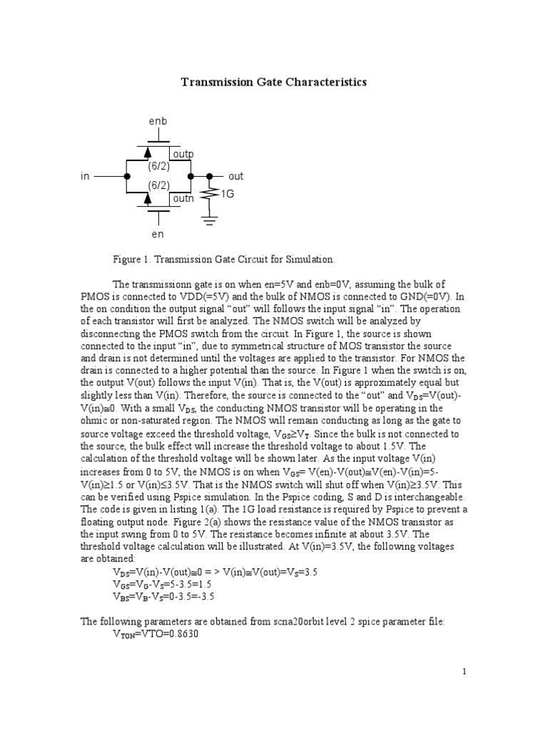 Transmission Gate Characteristics: DS DS | PDF | Mosfet | Semiconductors