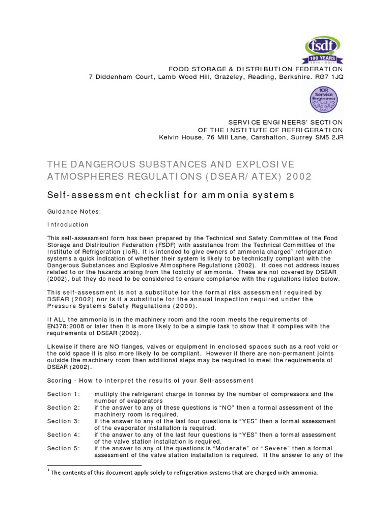 DSEAR Self-Assessment Ses | PDF | Safety | Nature