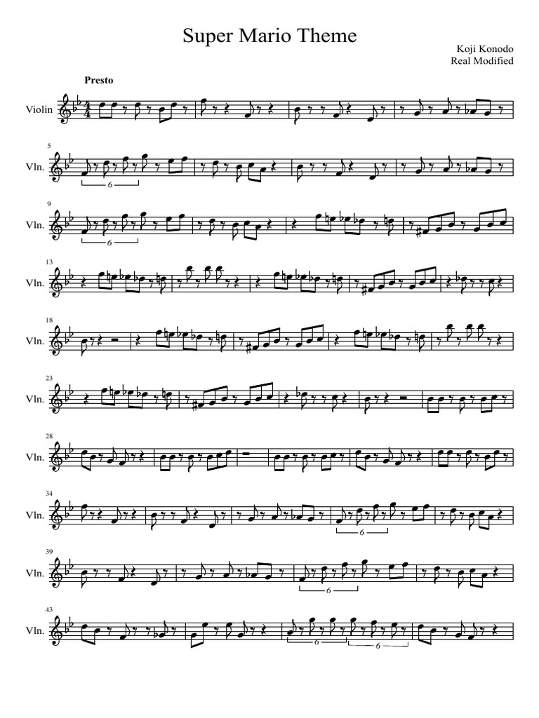 Super Mario Violin Part | PDF | Action (Genre) | Video Game Development ...