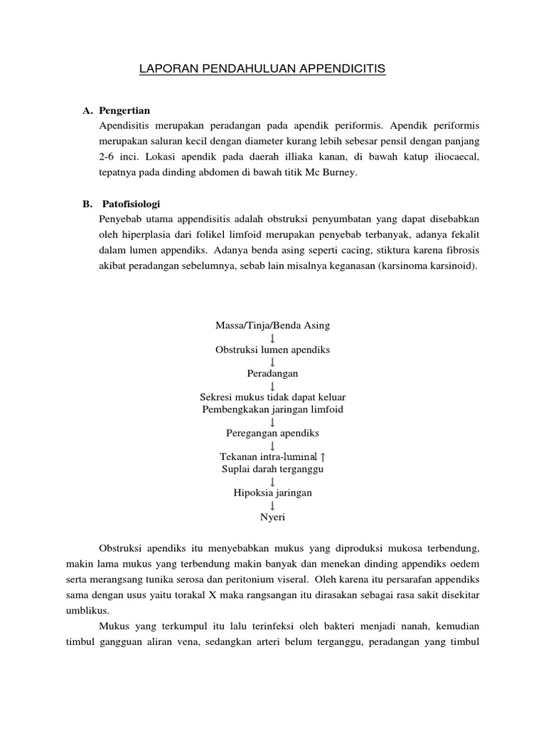 Laporan Pendahuluan Appendicitis | PDF