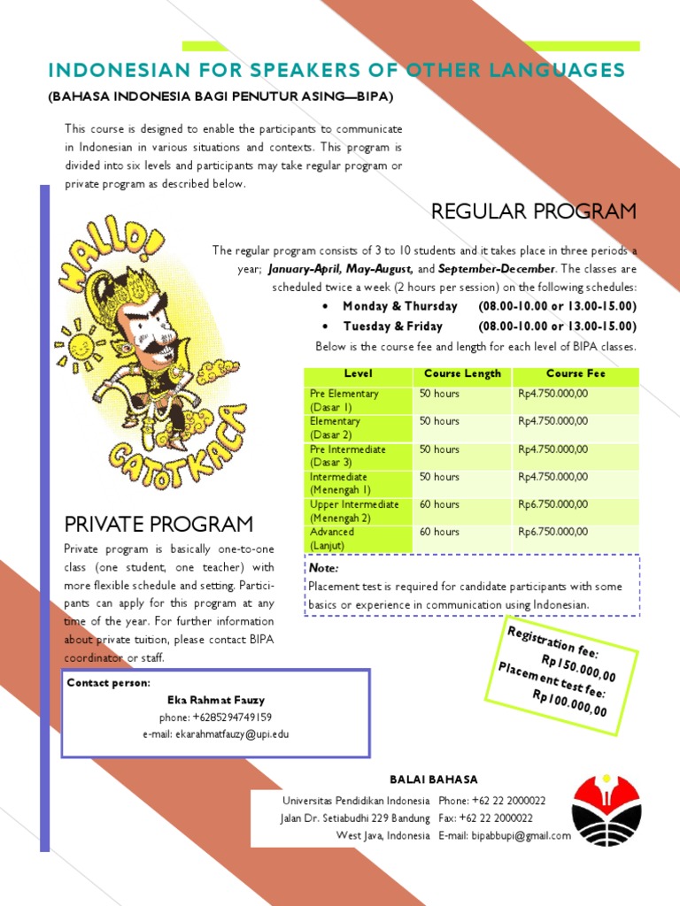 Bahasa Indonesia Bagi Penutur Asing BIPA1 Brochure | PDF | Indonesian Language | Cognition