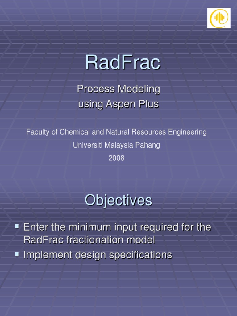 Radfrac: Process Modeling Using Aspen Plus | PDF | Distillation | Separation Processes