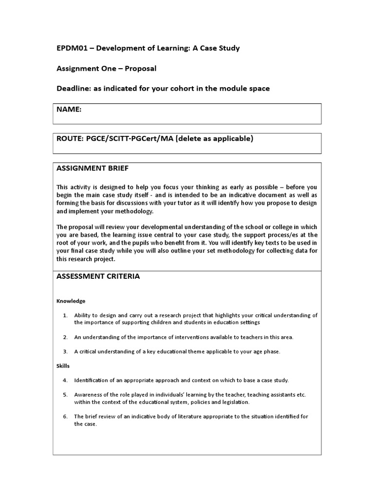 EDPM01 Blank Proposal Proforma (All Phases) | PDF | Case Study | Literacy