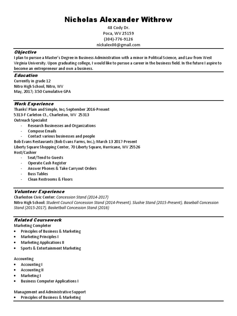 Nicholas Alexander Withrow: Objective | PDF | Boy Scouts Of America ...