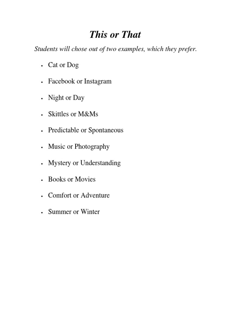 This or That | PDF