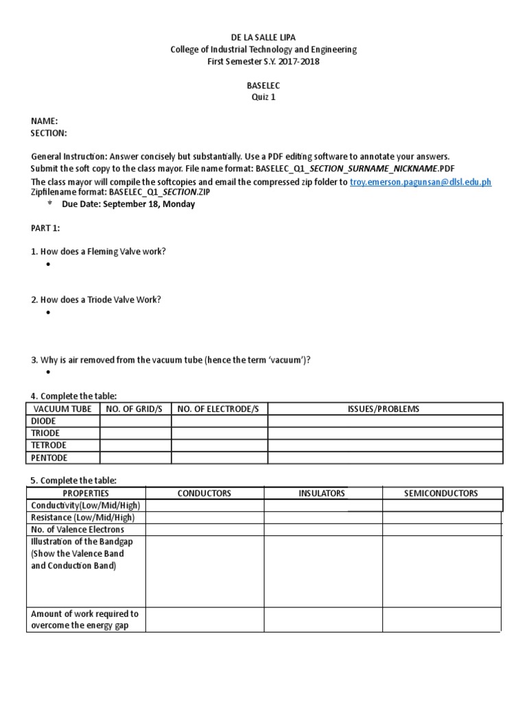 Baselec q1 Questions | PDF | Semiconductors | Solid State Engineering