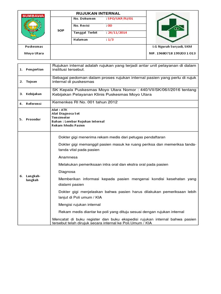 Sop Rujukan Internal | PDF | Pengembangan Diri | Kesehatan Holistik