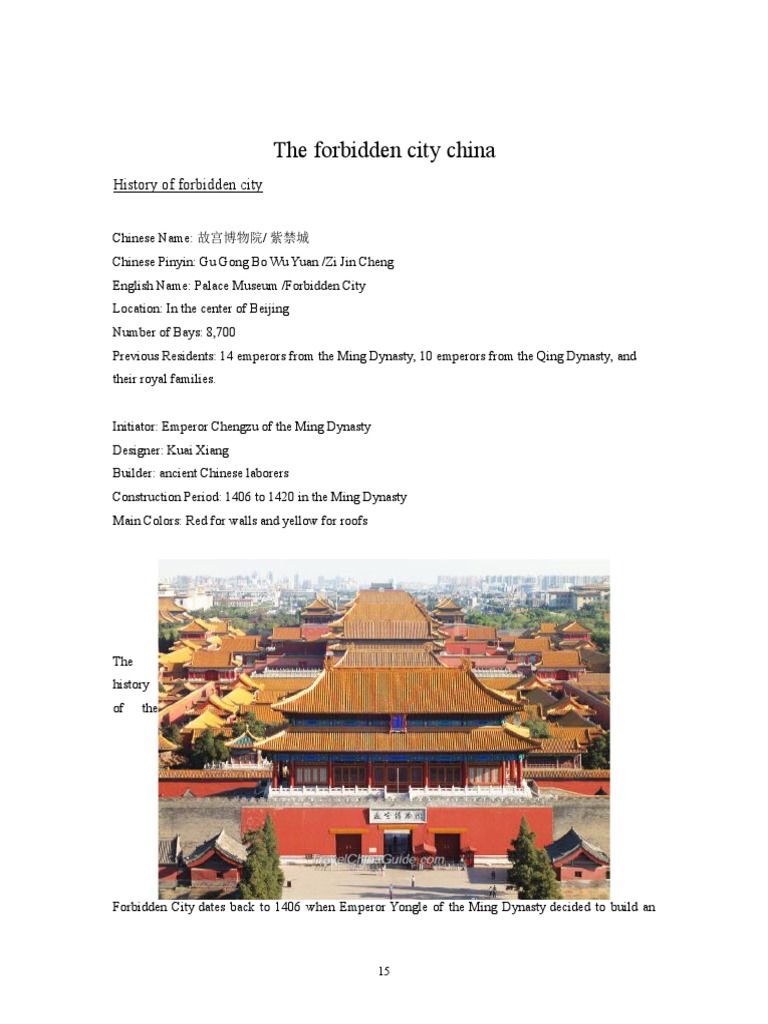The Forbidden City China | PDF | Emperor Of China | Qing Dynasty