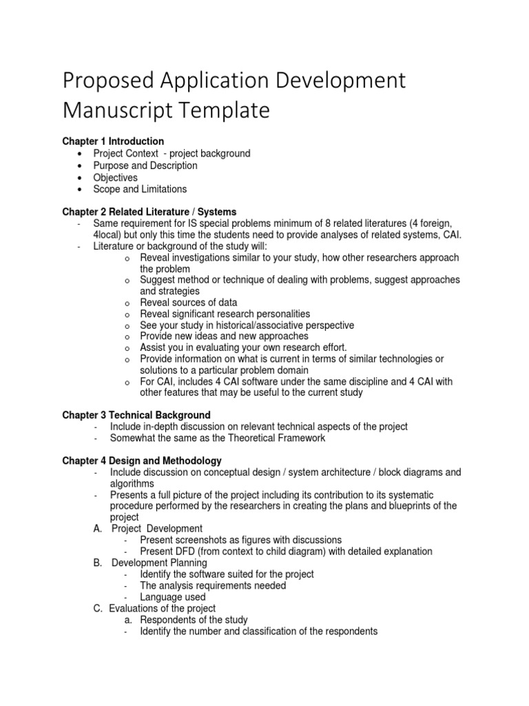Proposed Application Development Manuscript Template Chapter Outline ...